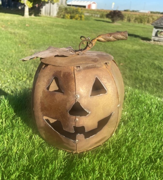 7" Metal Pumpkin with Lid - Fall Decor - Halloween Decoration