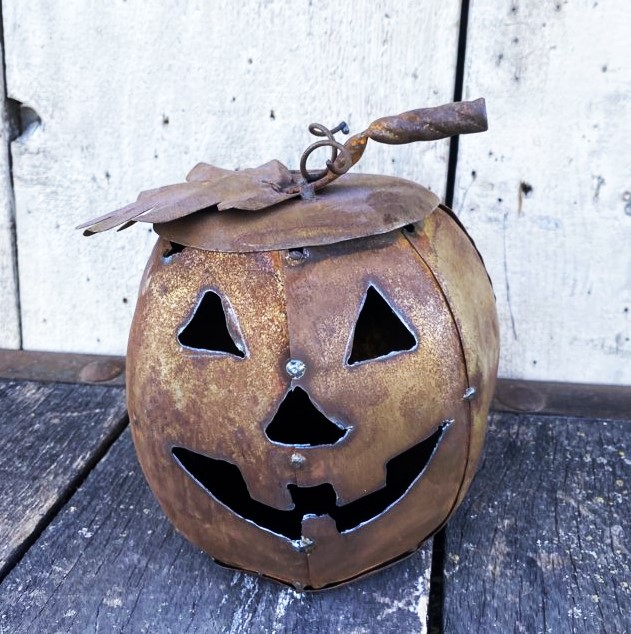 7" Metal Pumpkin with Lid - Fall Decor - Halloween Decoration