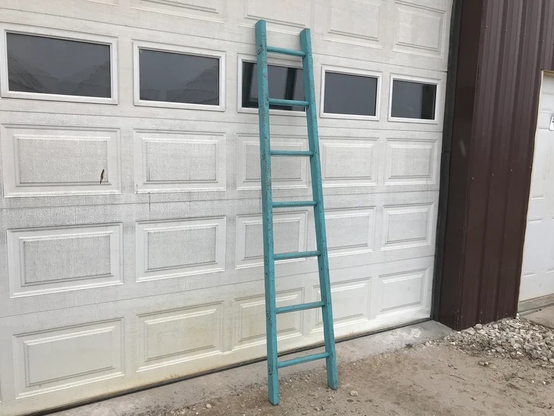 7 Rung Rustic Painted Wooden Antique Ladders