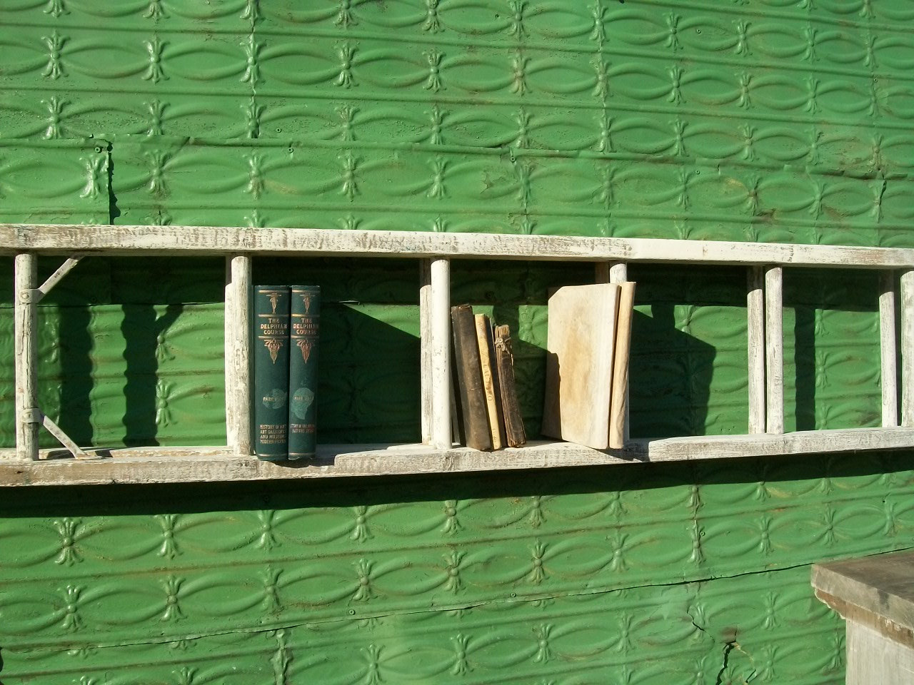 72" Double Wooden Ladder Book Shelves - Round Rungs