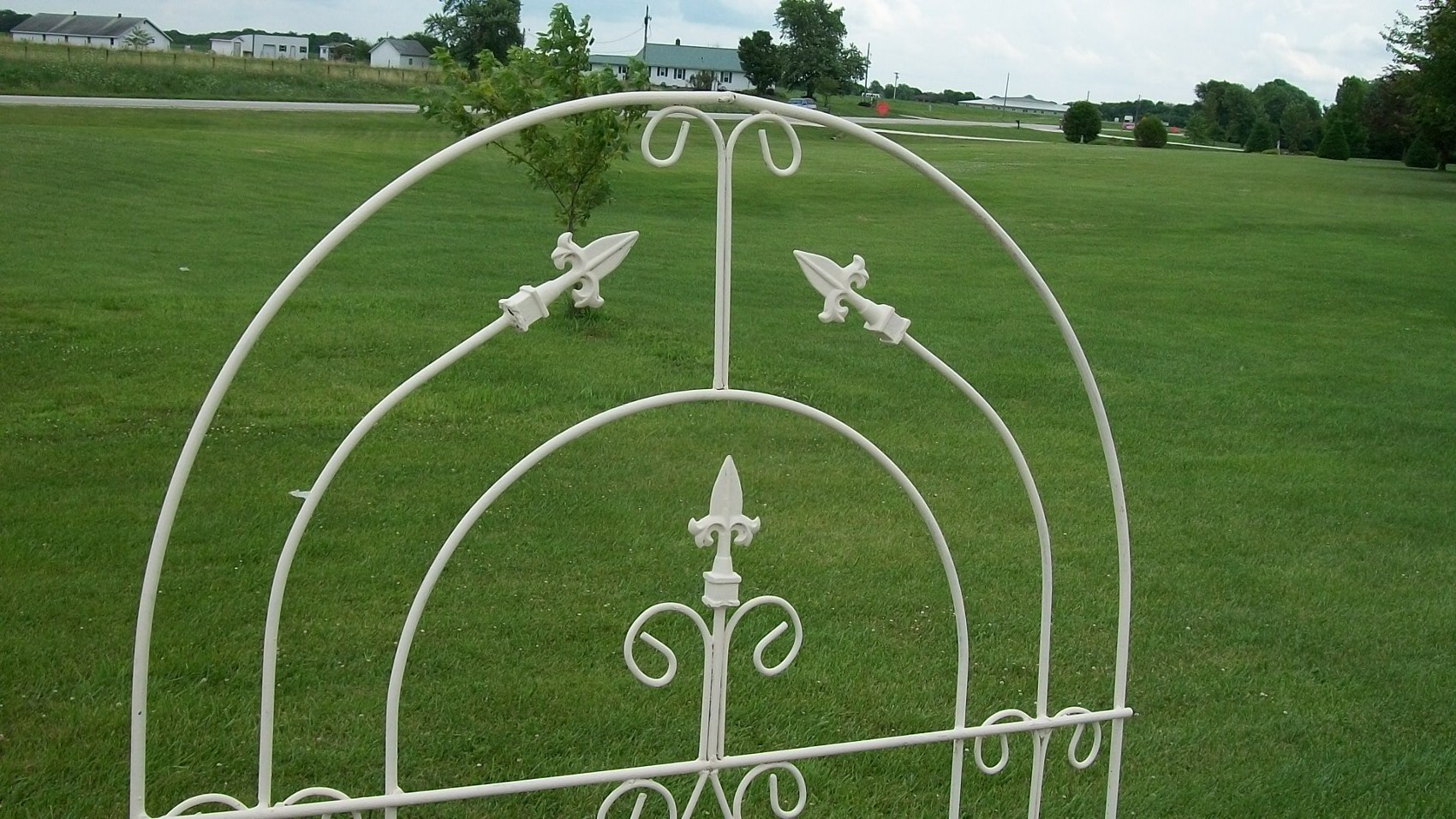 75" Wrought Iron Large Triple Finial Plant Trellis