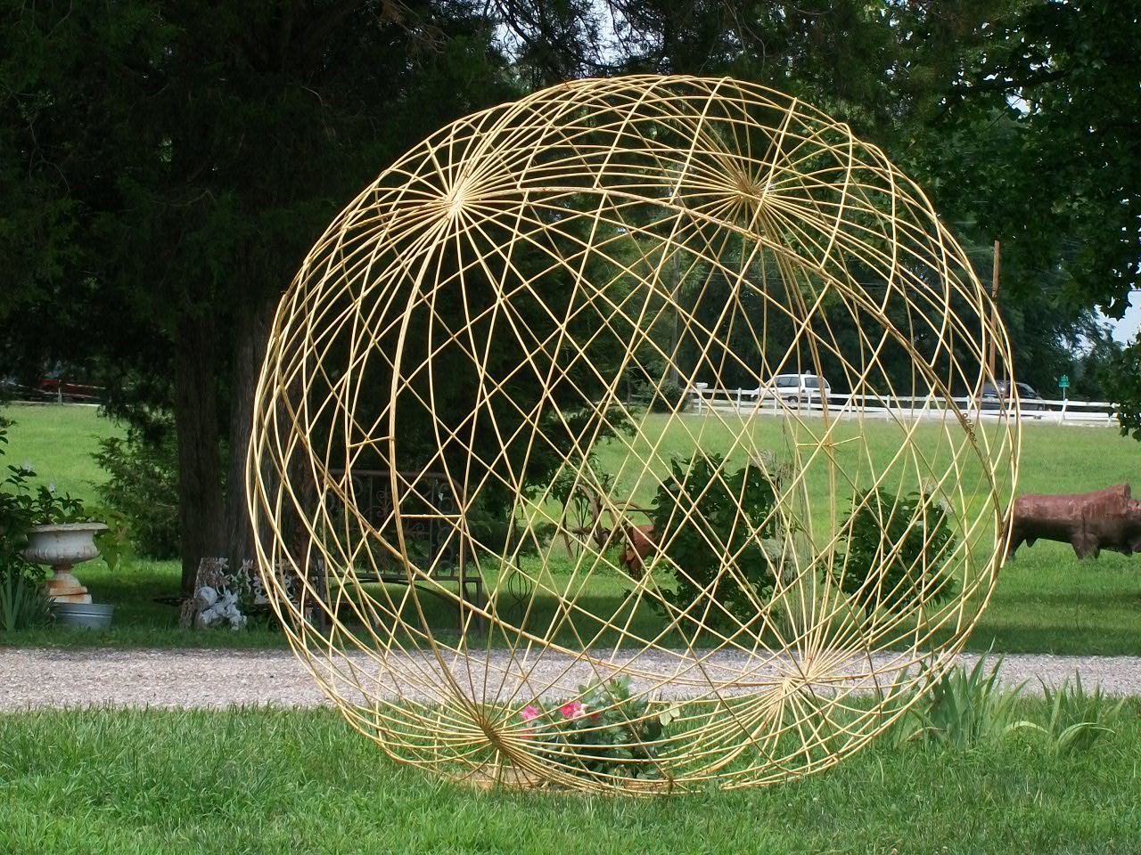 8' Wrought Iron Sphere Metal Ball Topiary