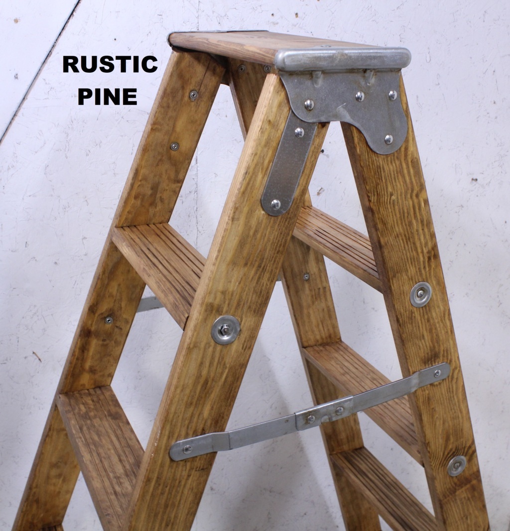 80" Stained Double Wood Ladder Shelf - Rustic Wood Storage