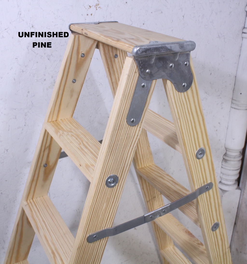 80" Stained Double Wood Ladder Shelf - Rustic Wood Storage