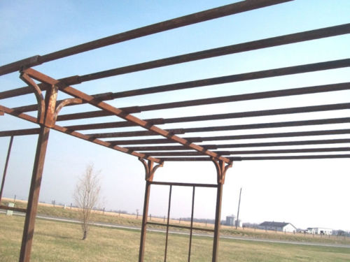 84" t x 90" w x 142" Wrought Iron Mission Pergola