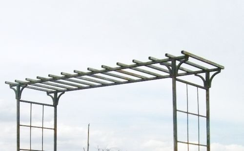 84" t x 90" w x 142" Wrought Iron Mission Pergola