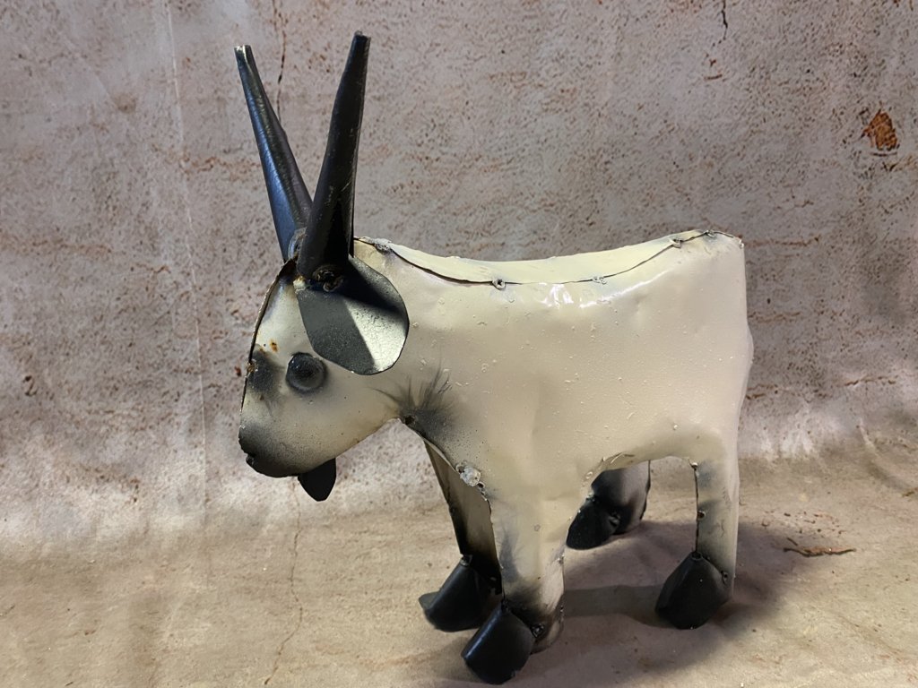 15" Recycled Metal Girard Goat Animal - Lawn Ornaments - Farm Animal