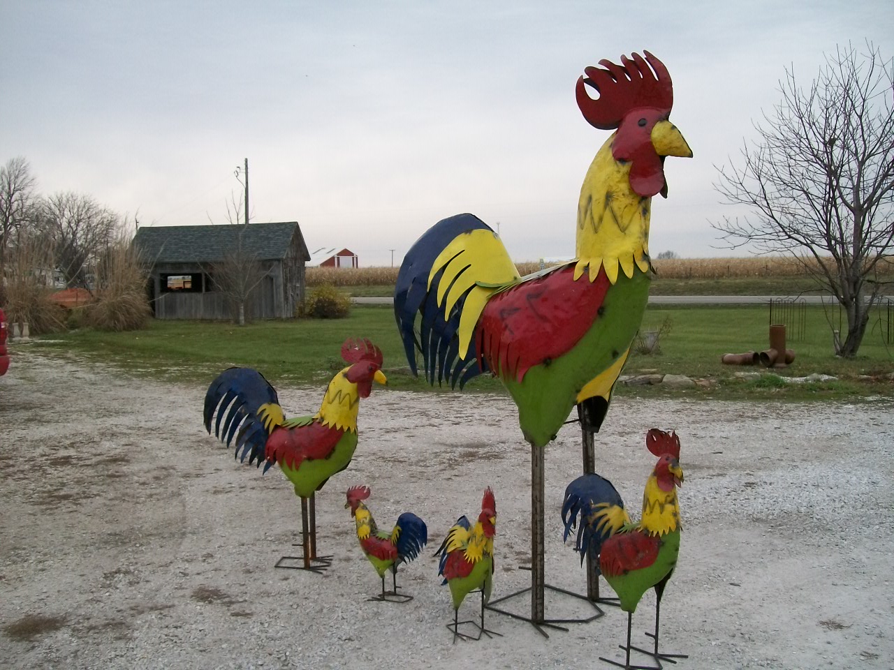 96" Very Large Metal Rooster Yard Art Sculpture