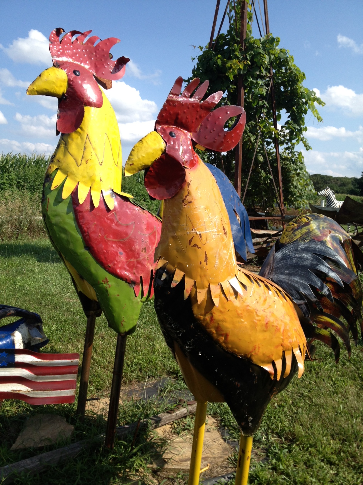 96" Very Large Metal Rooster Yard Art Sculpture