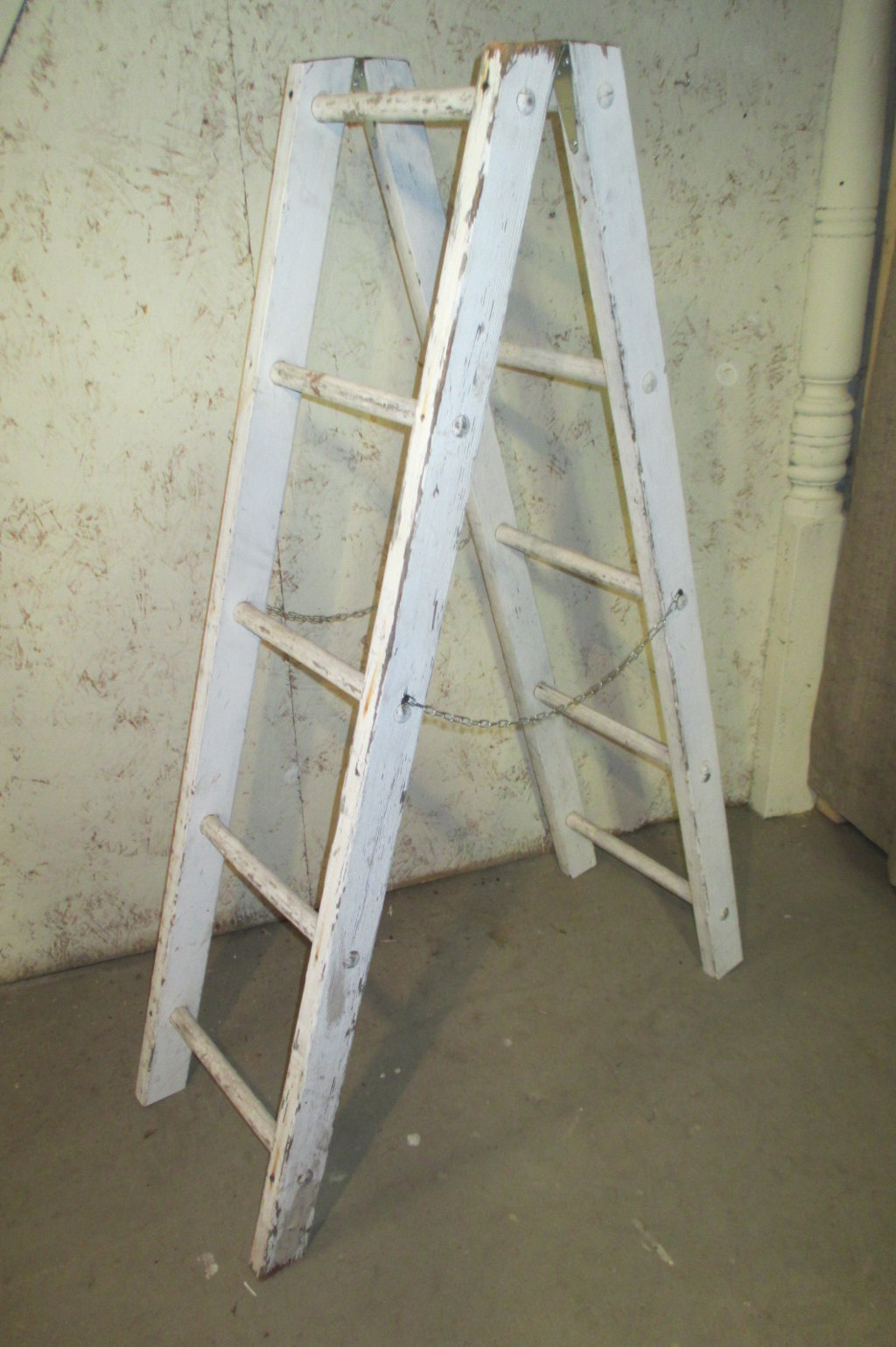 A - Shaped Wooden Ladder Rustic Shelving - 5 Rung