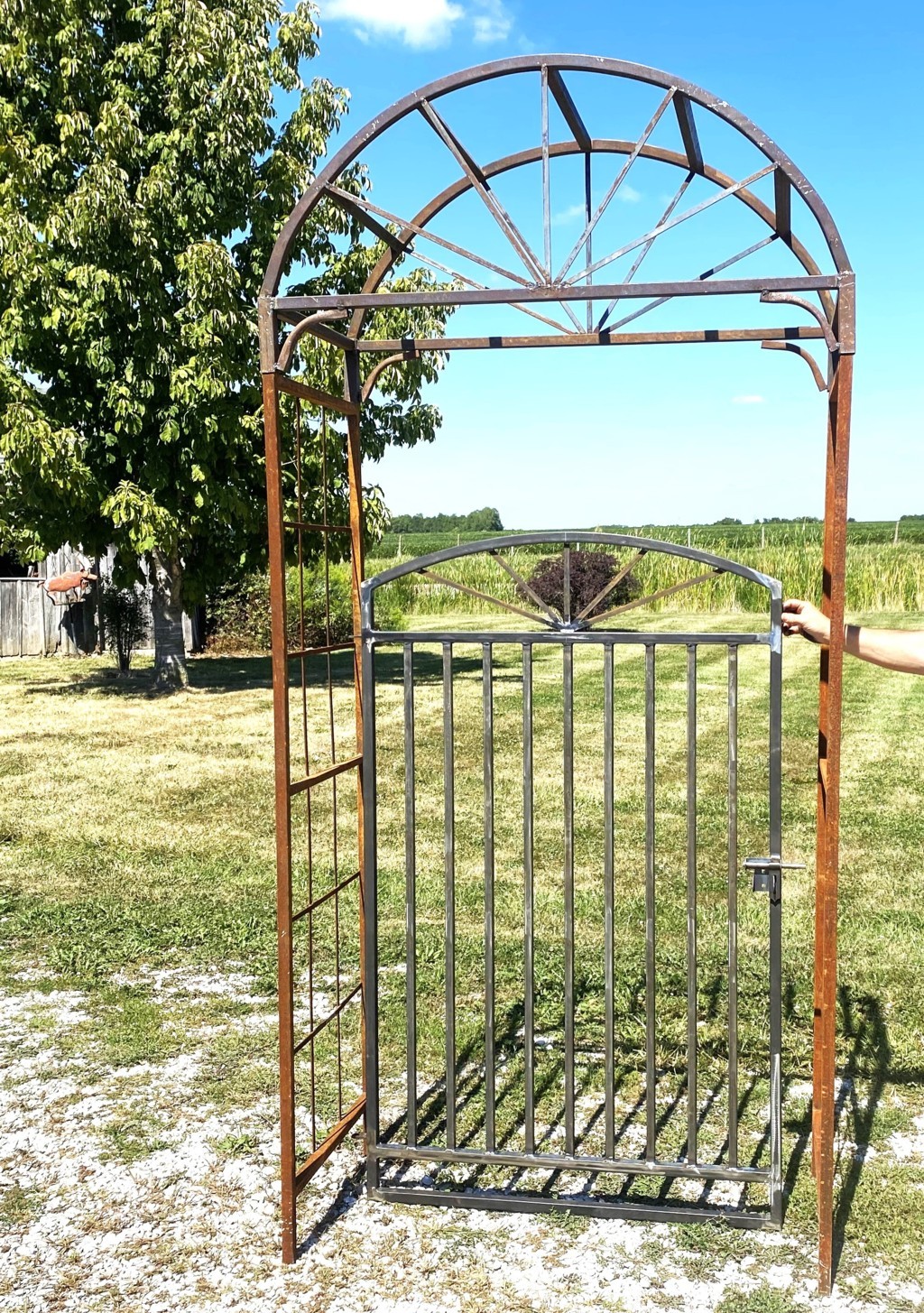 100"t x 48"w Metal Sunburst Arbor Entrance Gate