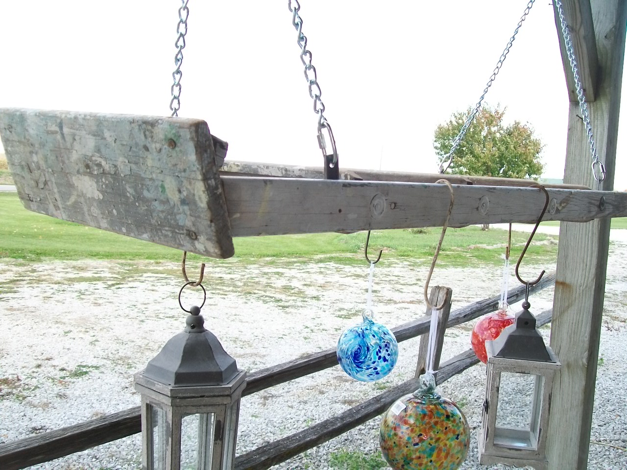 Rustic Wood 5 Step Ladder Pot Rack - Laundry Organization