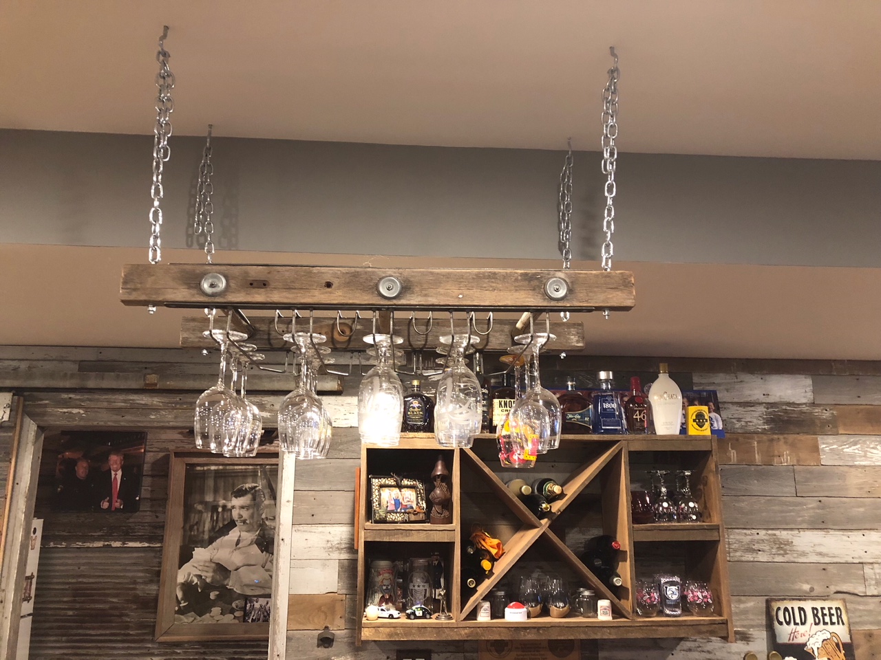 Old Wooden Ladder Wine Racks - Wall / Ceiling Mount