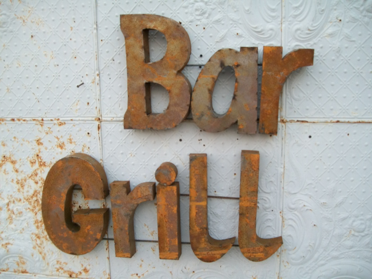 Bar 3D Sign in Rustic Tin - Recycled Metal Hanging Sign