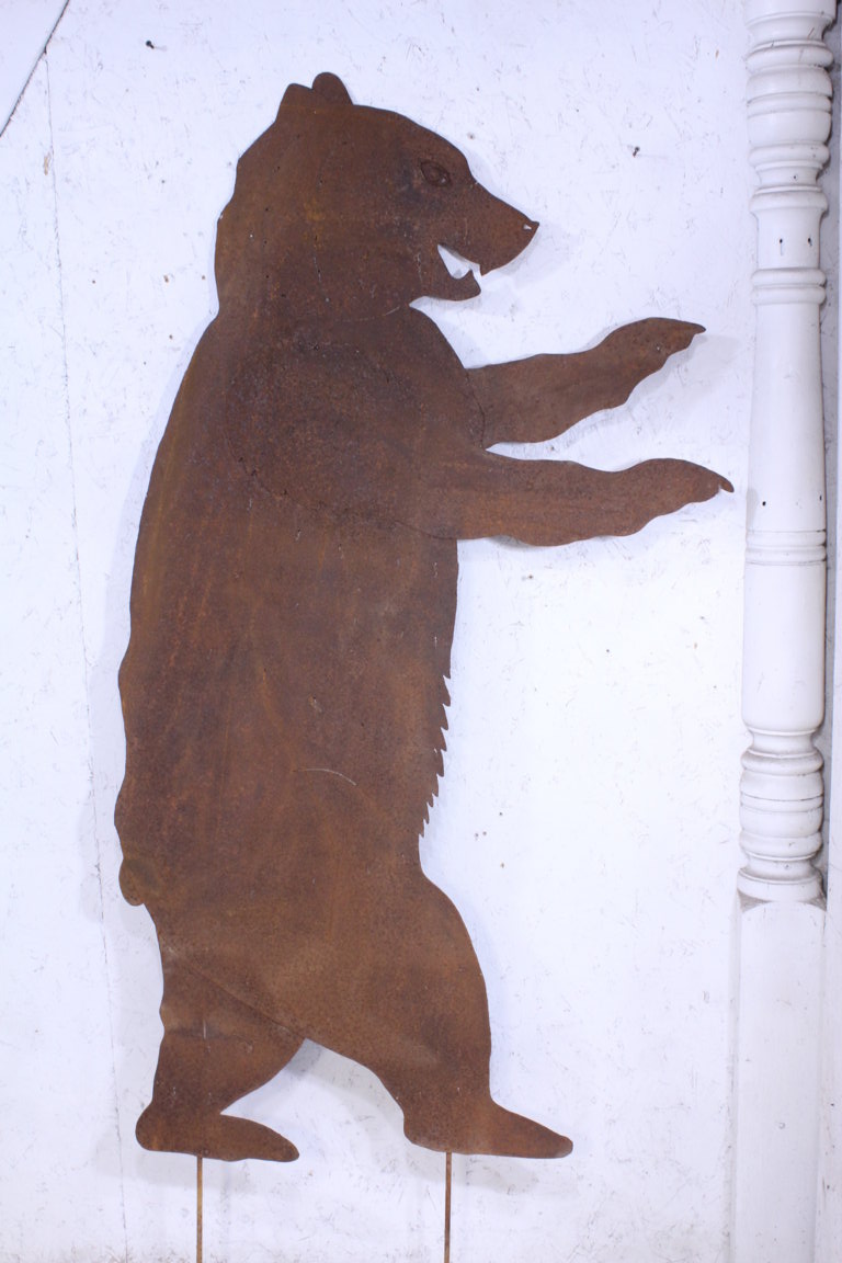 Big Metal Standing Bear Yard Ornament - Garden Stake