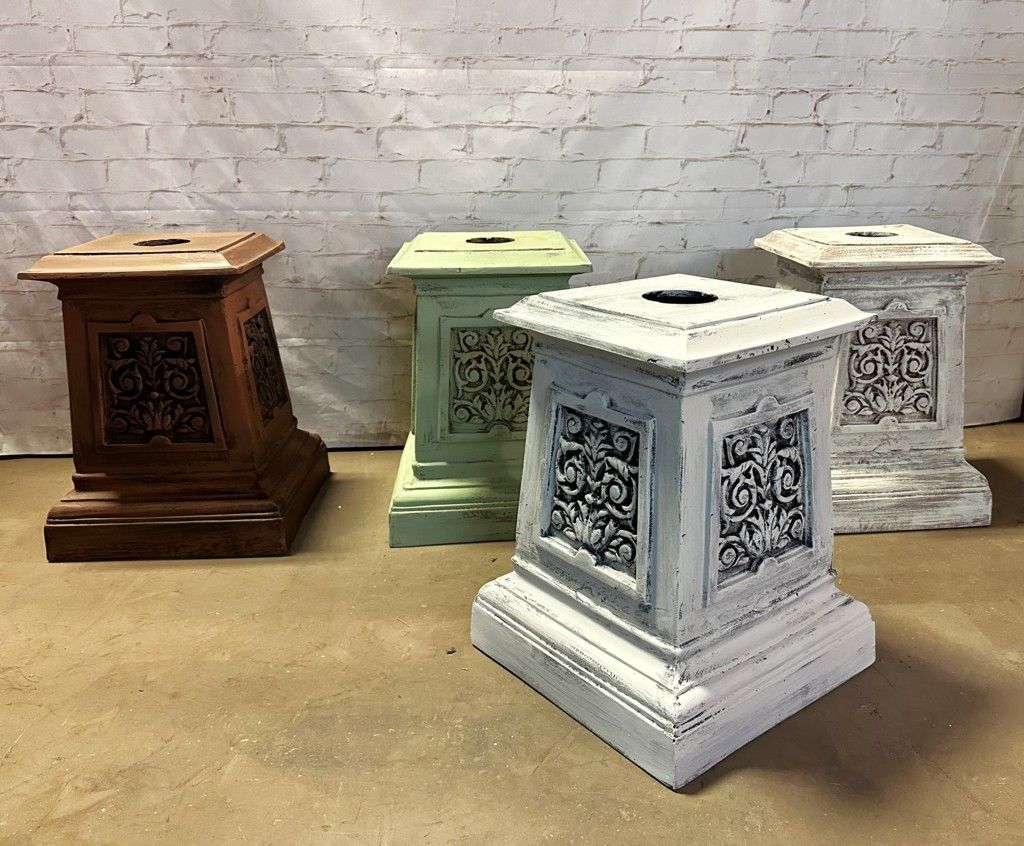 Cast Aluminum Roman Pedestal Base - 22" Tall Plinth