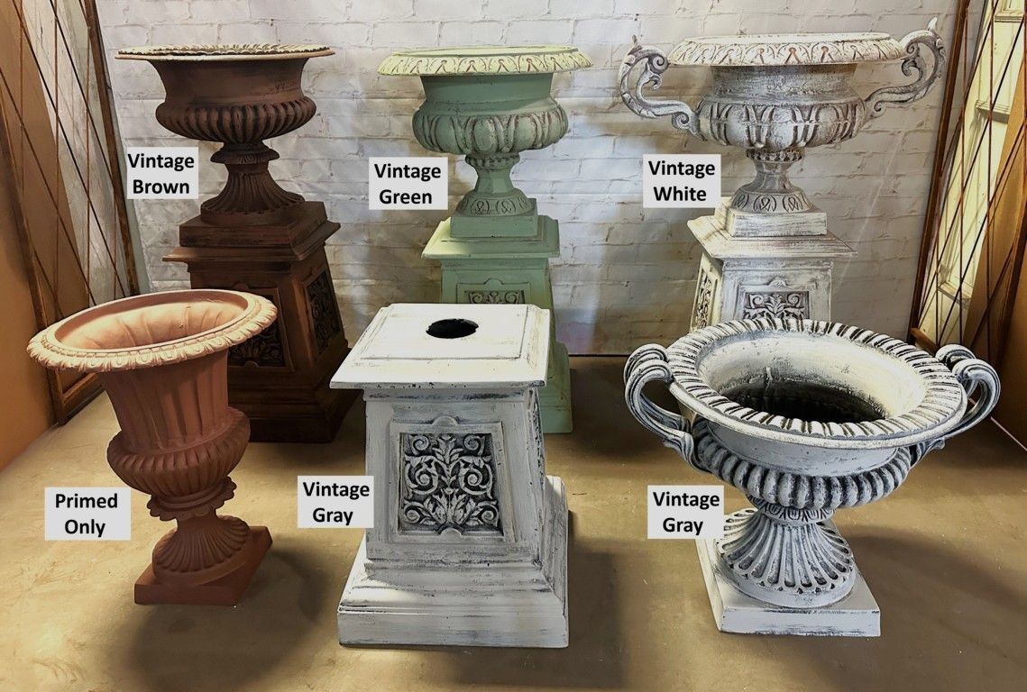 Cast Aluminum Roman Pedestal Base - 22" Tall Plinth
