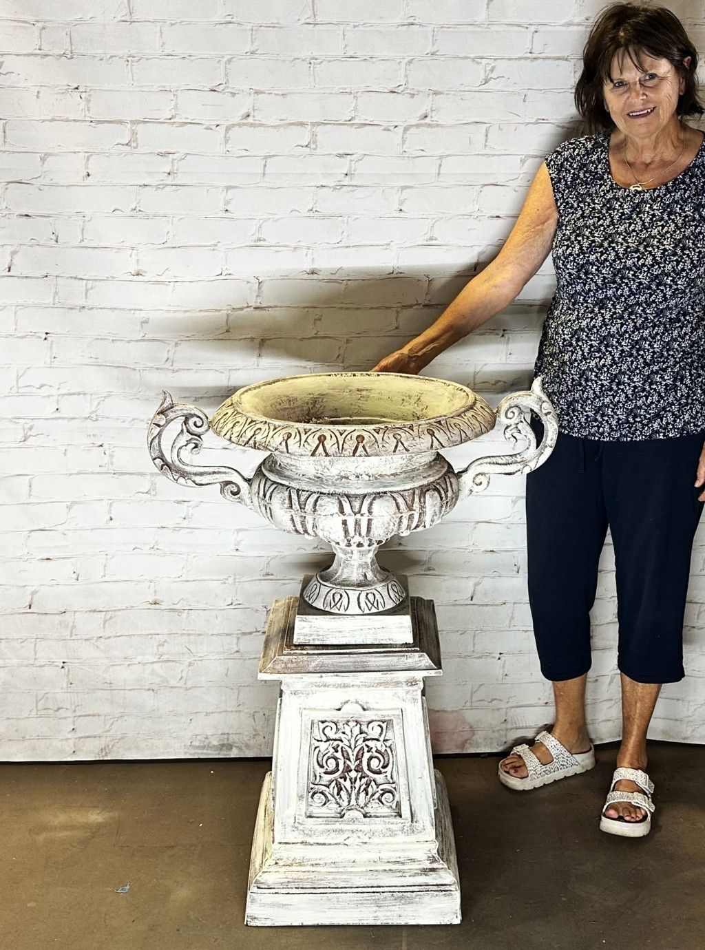 Cast Aluminum Roman Pedestal Base - 22" Tall Plinth