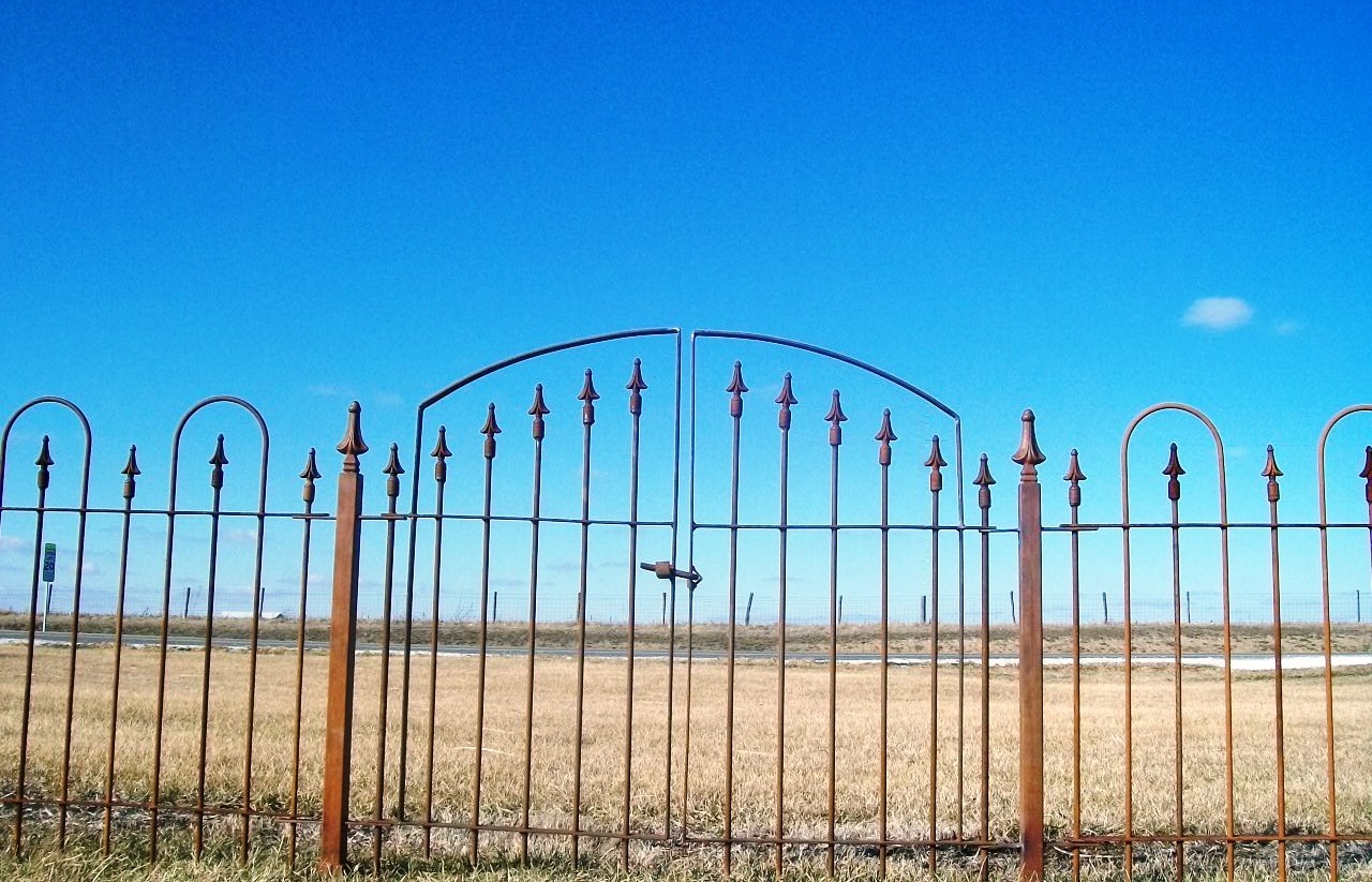 3 Foot Tall Iron Fence Gate - Double Swing Gate - Cast Iron Stakes