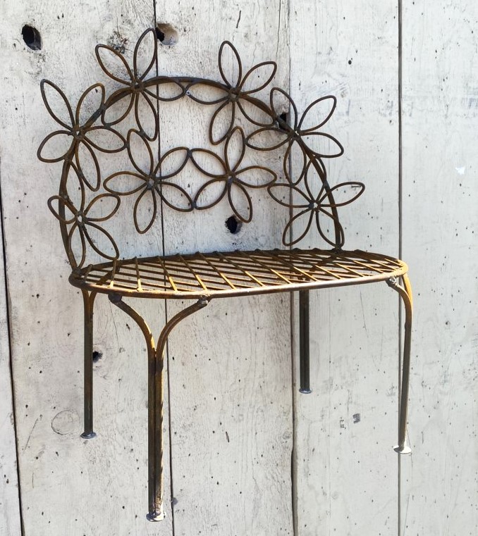 Wrought Iron Small Daisy Bench Patio Furniture