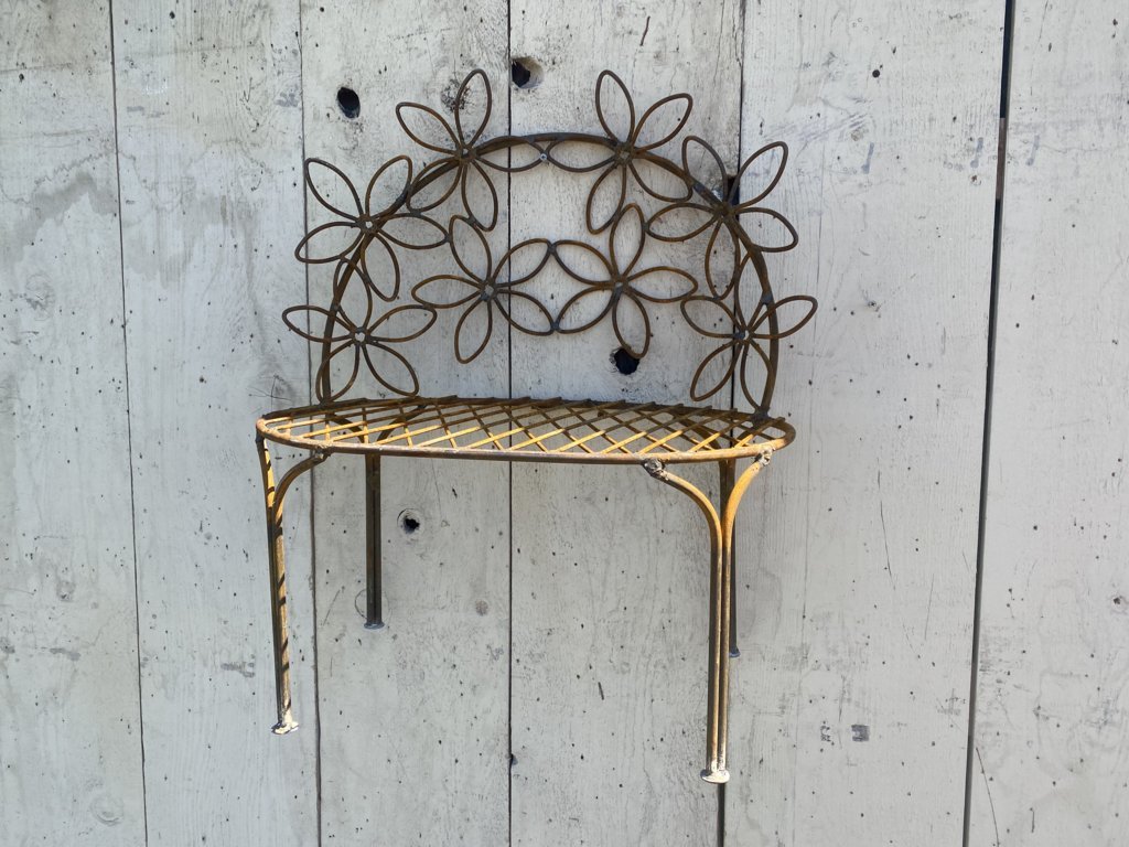 Wrought Iron Small Daisy Bench Patio Furniture