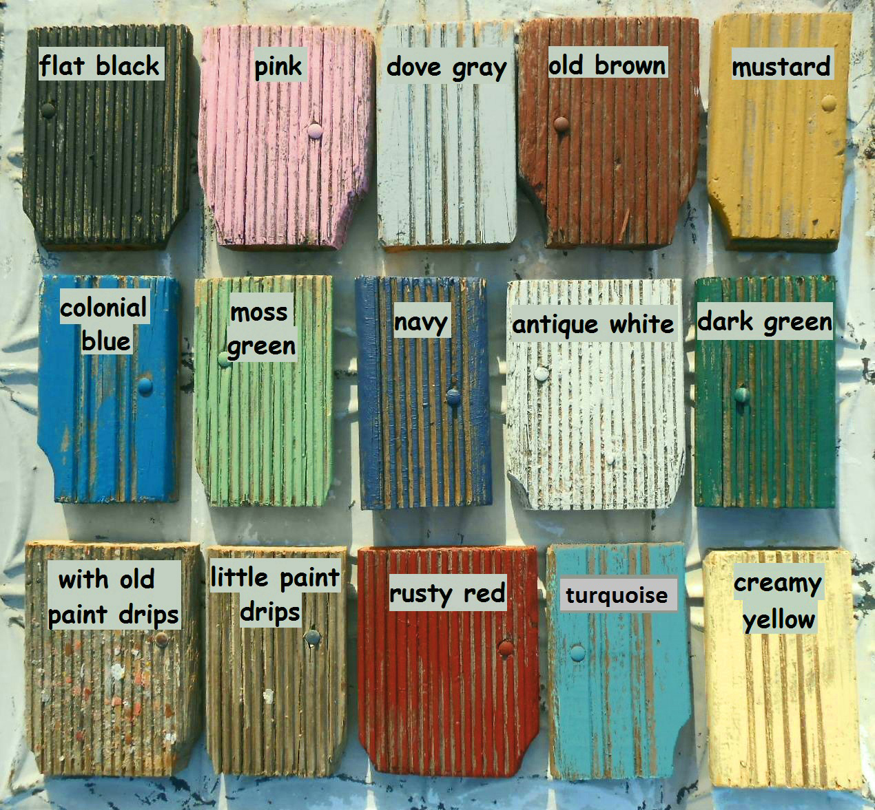Color Samples of Shabby Chic Antique Wooden Ladders