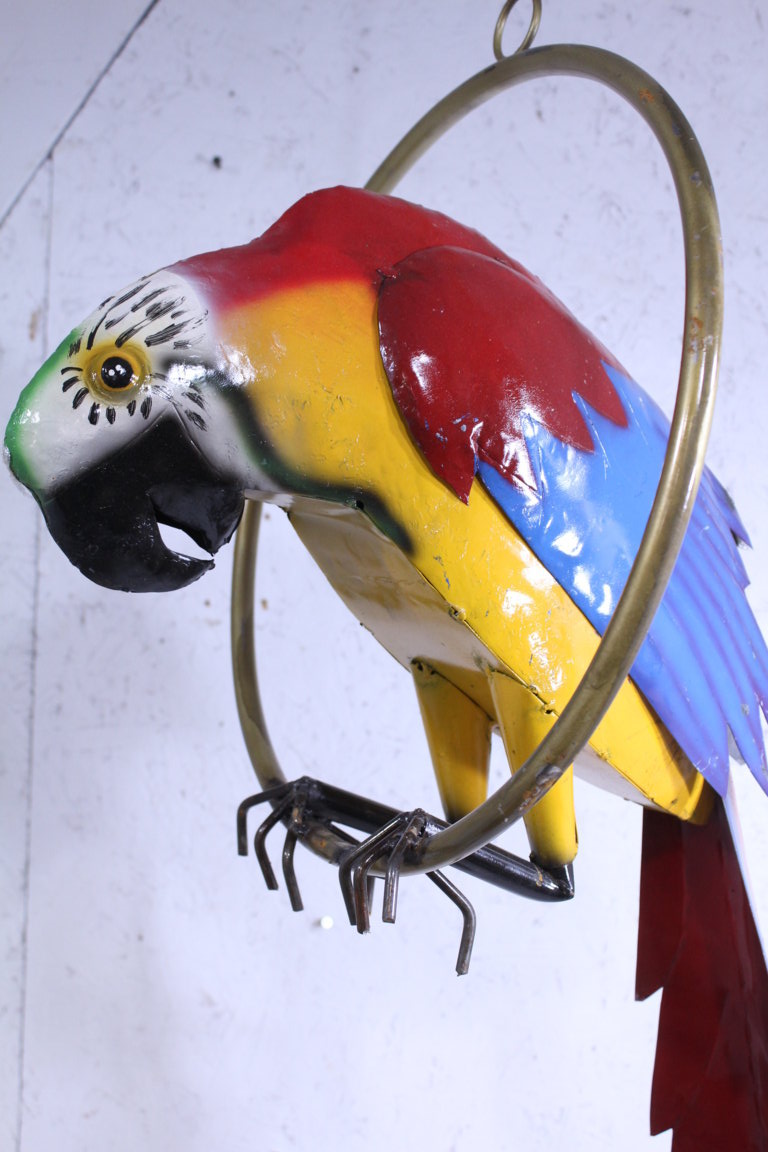 Colorful Metal Hanging Parrot Bird Sculpture for Home