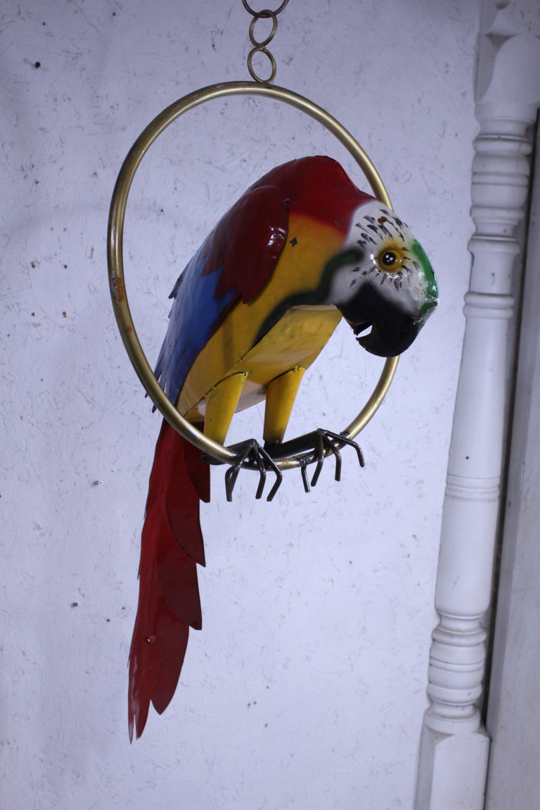 Colorful Metal Hanging Parrot Bird Sculpture for Home
