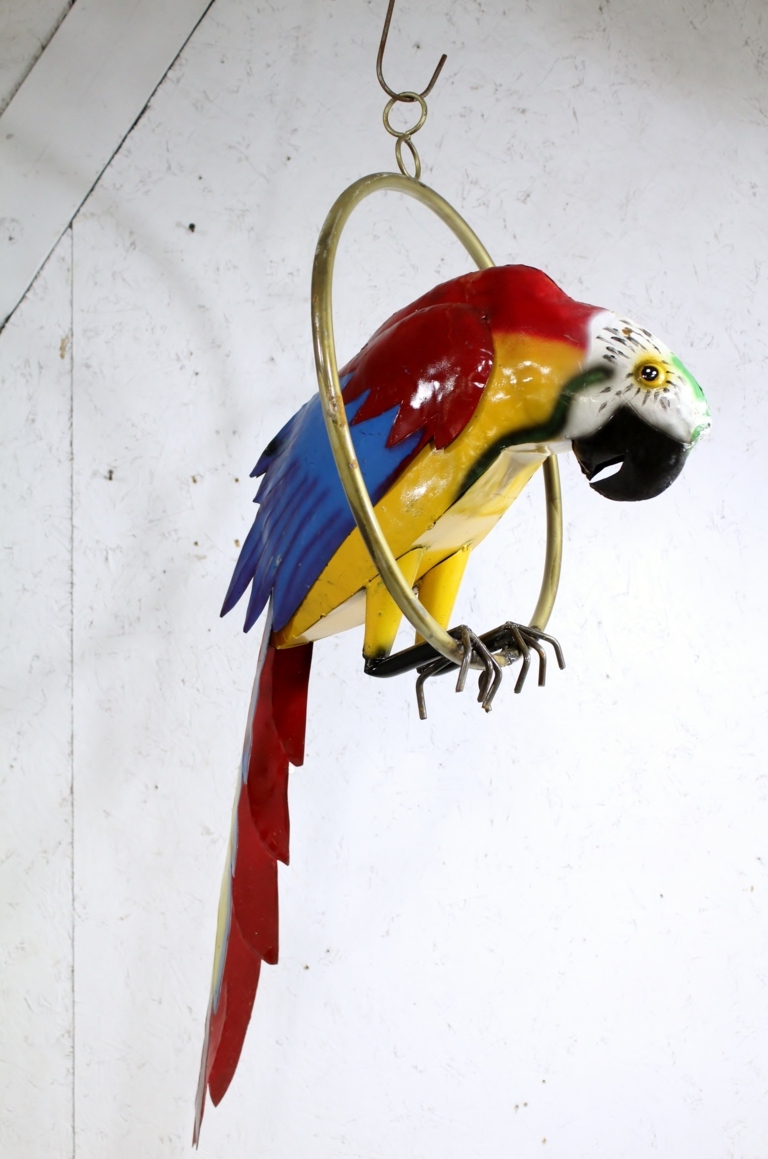Colorful Metal Hanging Parrot Bird Sculpture for Home