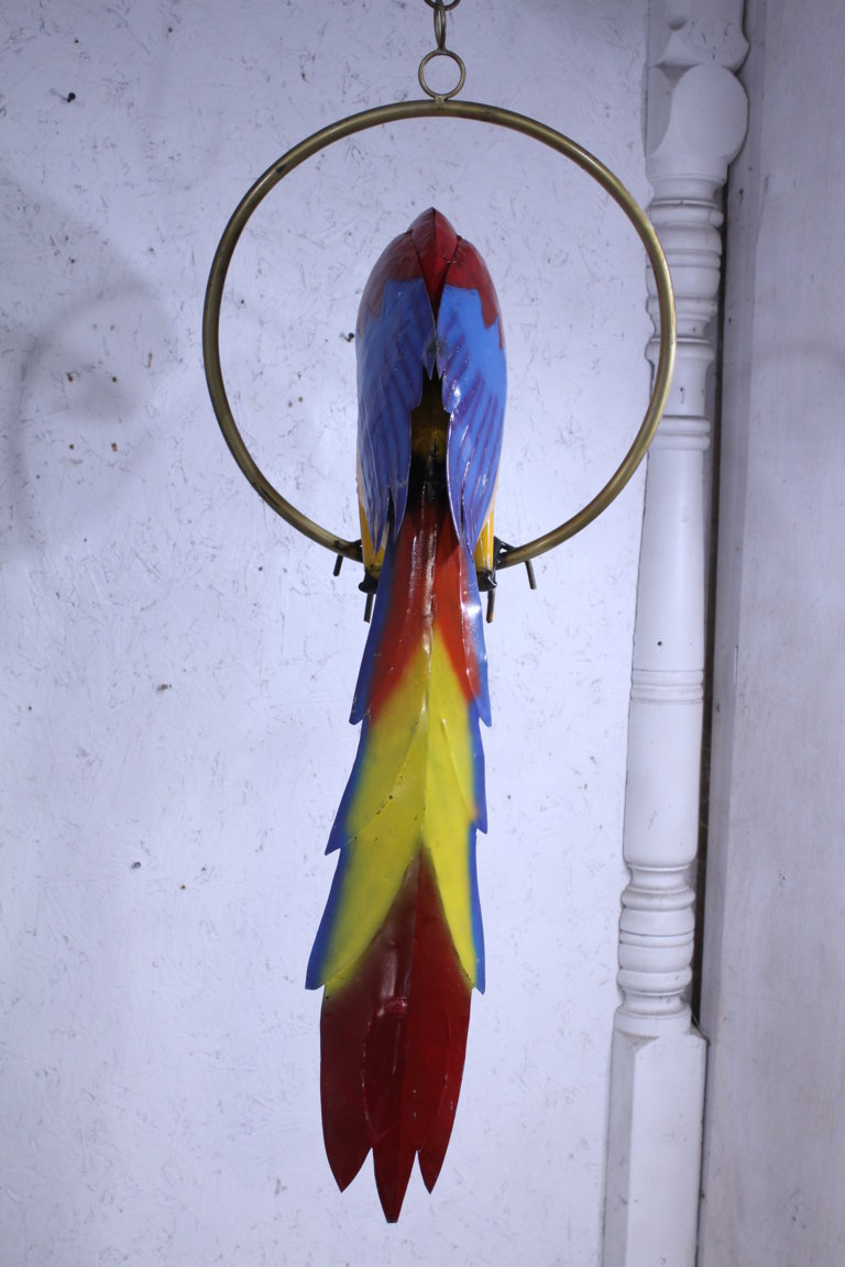 Colorful Metal Hanging Parrot Bird Sculpture for Home