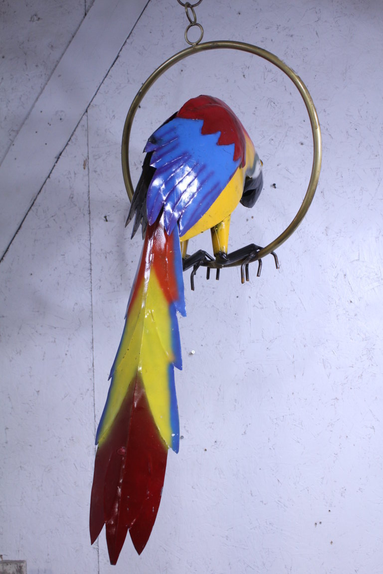 Colorful Metal Hanging Parrot Bird Sculpture for Home