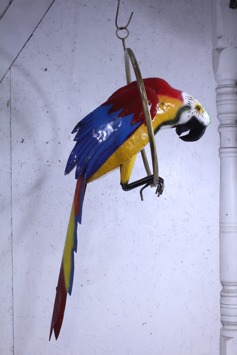 Colorful Metal Hanging Parrot Bird Sculpture for Home