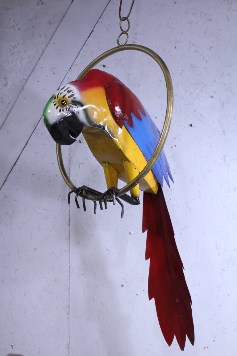 Colorful Metal Hanging Parrot Bird Sculpture for Home
