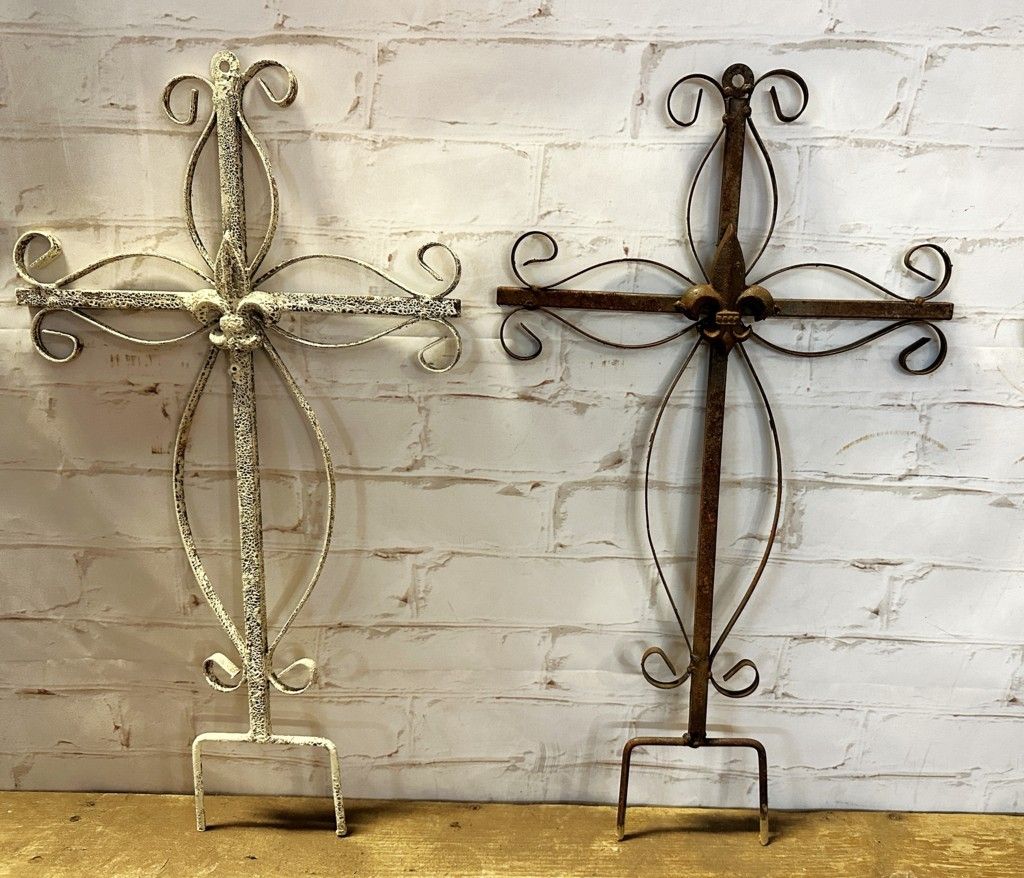 Wrought Iron Decorative Cross Yard Ornament- Cemetary