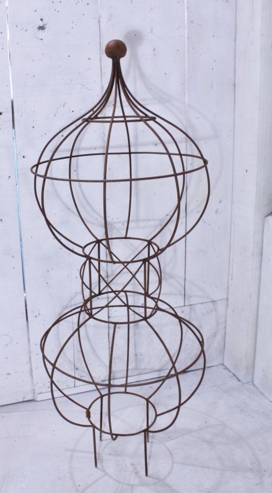 46.5" Wrought Iron Double Bob Topiary Trellis for Climbing Vines and ...