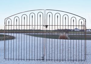 Driveway Gate 5't x 10'w - Wrought Iron Hoop & Spear Rectangle Steel