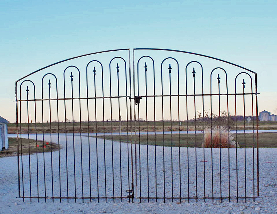 Driveway Gate 5't x 10'w - Wrought Iron Hoop & Spear Rectangle Steel