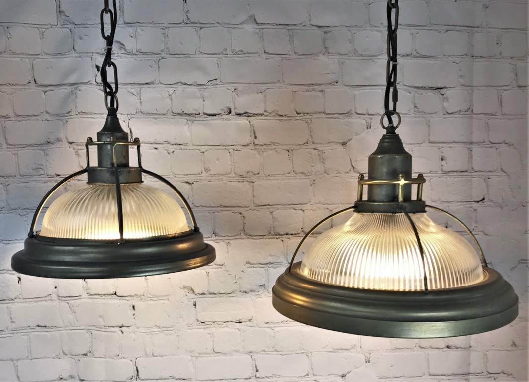 Farmhouse Electric Pendent Lighting - Vintage Brass Chandelier 13.5"dia