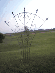 Extra Large 74" Metal Fan Trellis with Finials