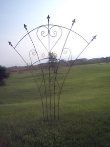 Extra Large 74" Metal Fan Trellis with Finials