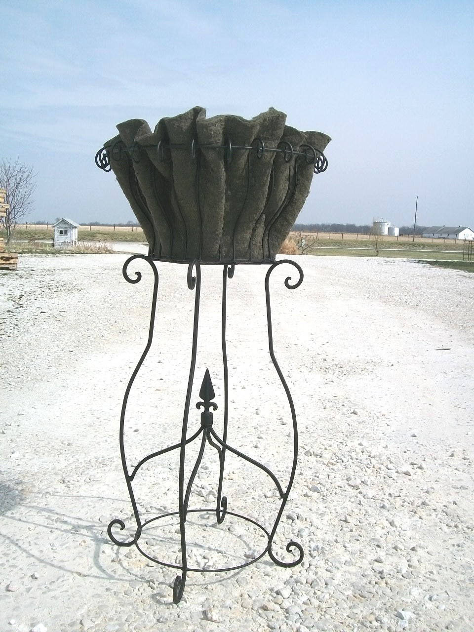 Finial Bottom Round Flower Stand Pot Holder - 40"