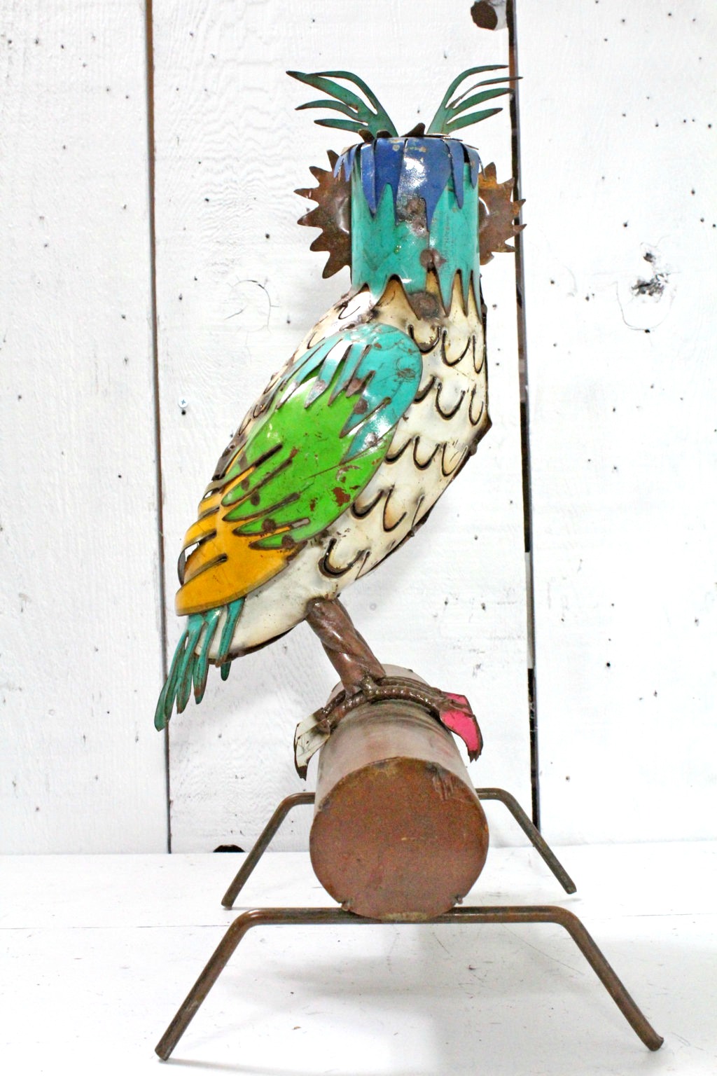 Funky Colorful Metal Owl Statue OUT OF STOCK