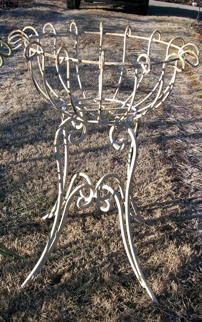 Heavy Round Wrought Iron Plant Stand - Pot Holder - 29"