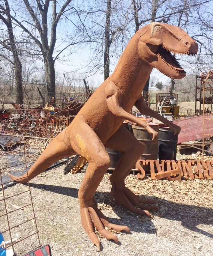 Huge Life Size Metal T-Rex Statue - Recycled Metal Art