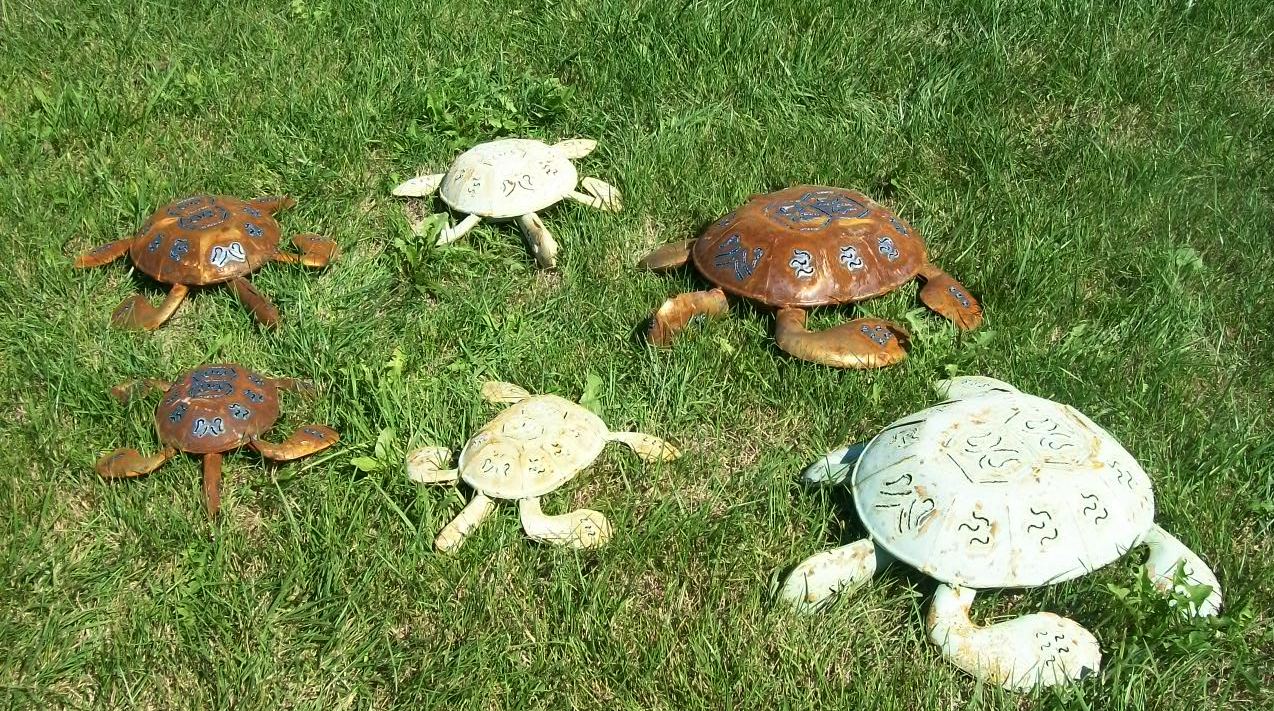 Large 24" Metal Turtle Yard Ornament