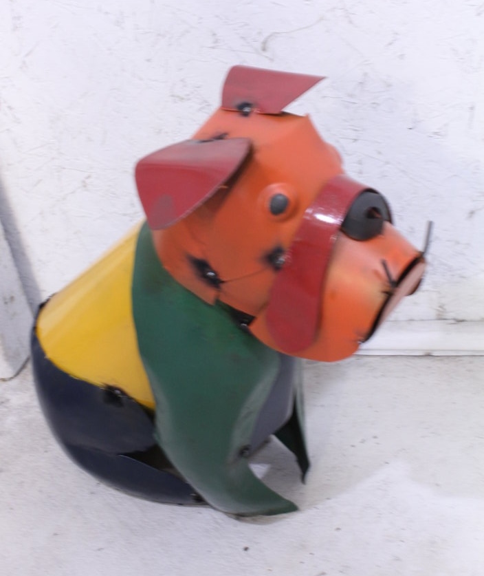 Large Metal Bull Dog Yard Art- 2 Colors