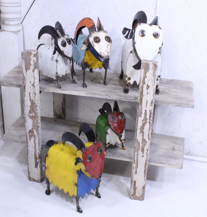 Large Metal Colorful Mountain Goat Yard Art