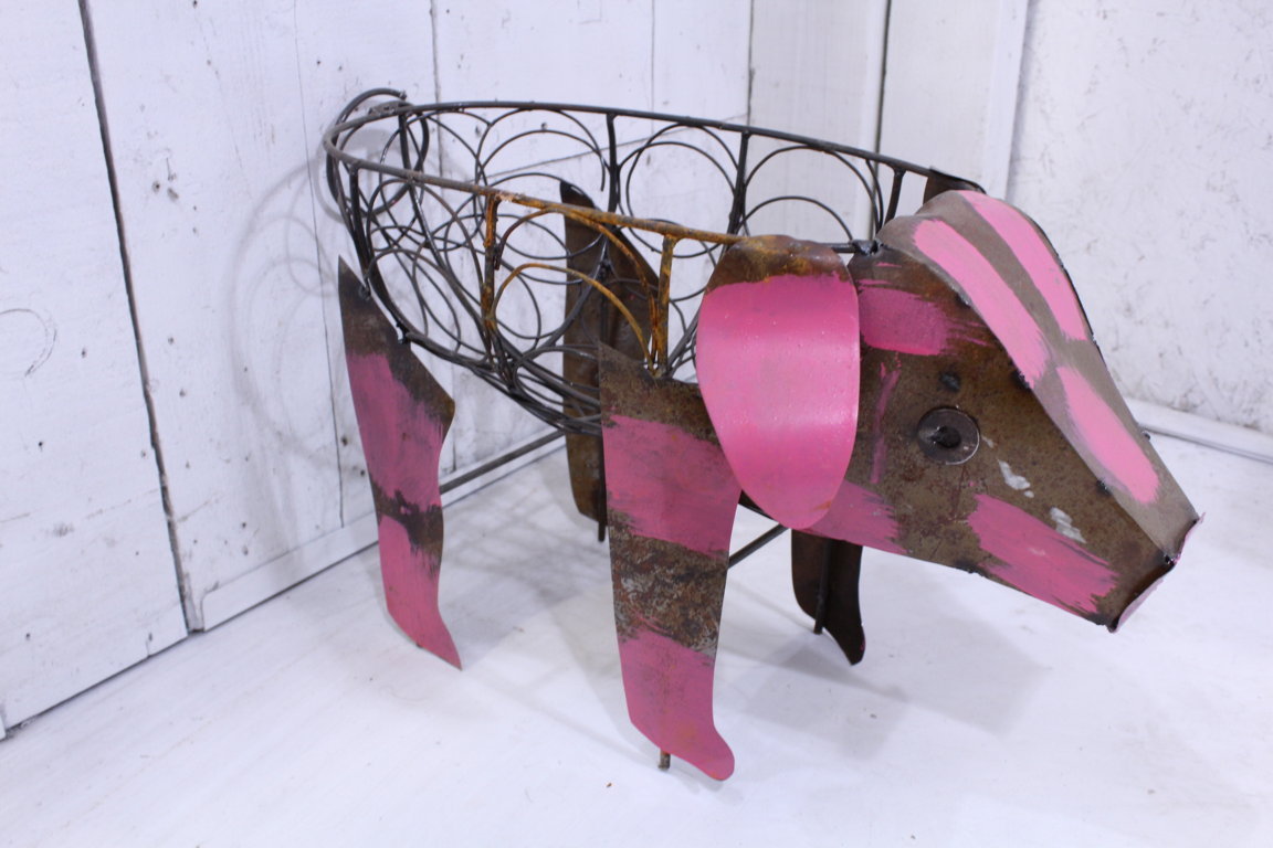 Large Metal Pig Planter Decorative Pot Container