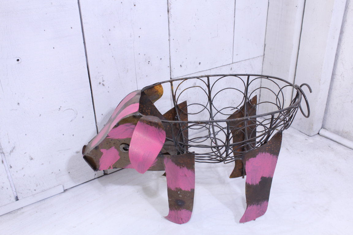 Large Metal Pig Planter Decorative Pot Container