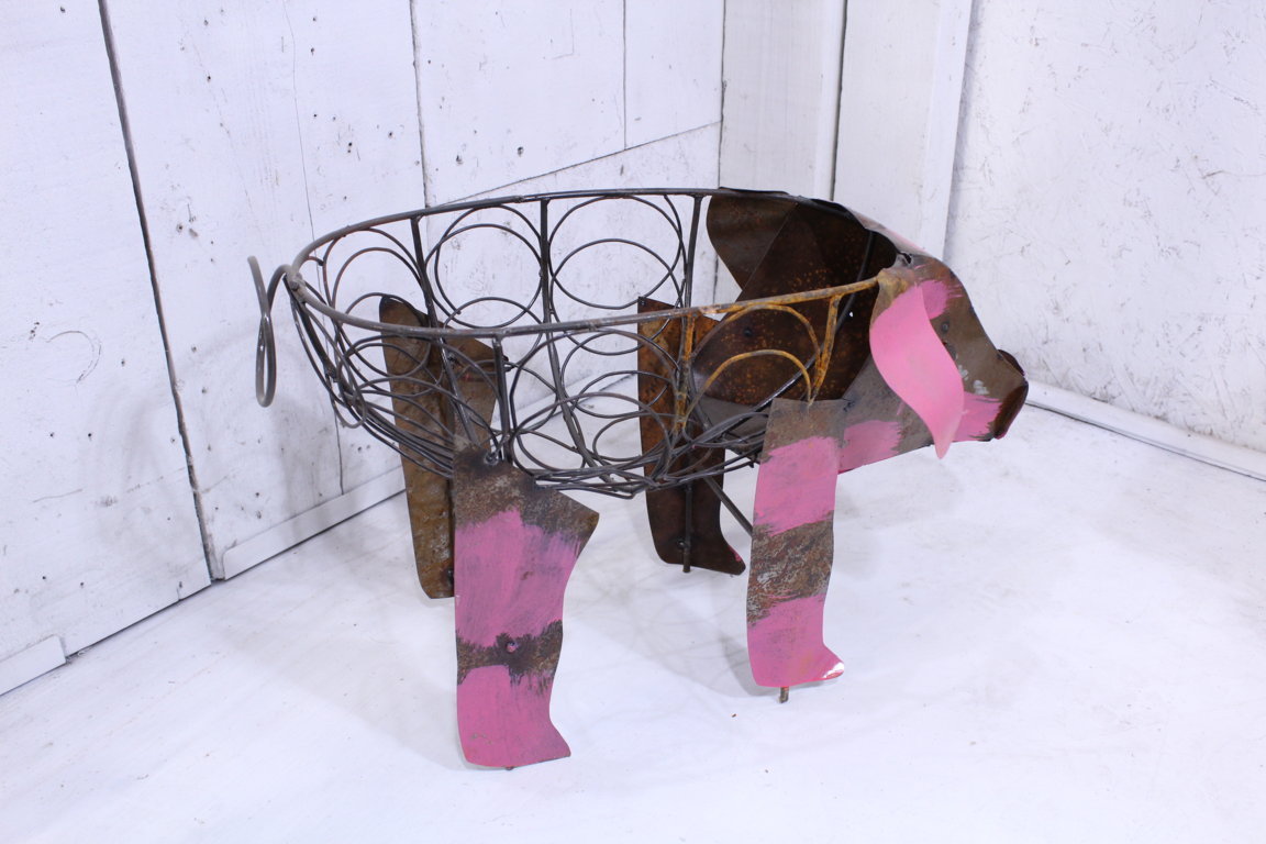 Large Metal Pig Planter Decorative Pot Container